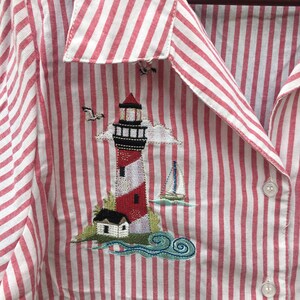 Vintage 2000's Blair Embroidered Lighthouses Red and White - Etsy