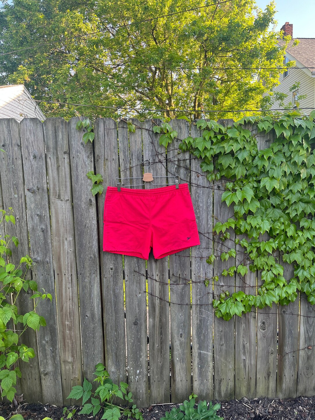 Vintage 90's Speedo Red Mid Rise Elastic Tie Waist Swim Trunks Size ...