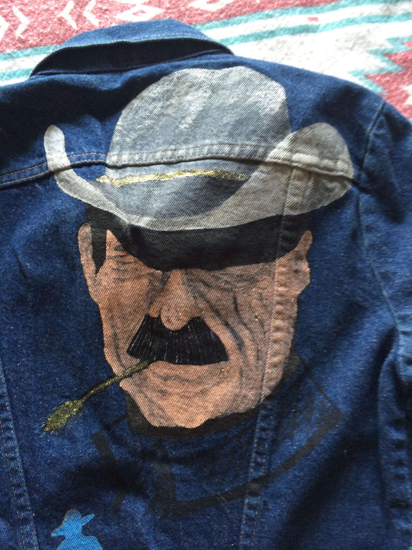 Vintage 80's Rustler Brand Hand Painted Cowboy and Horses | Etsy