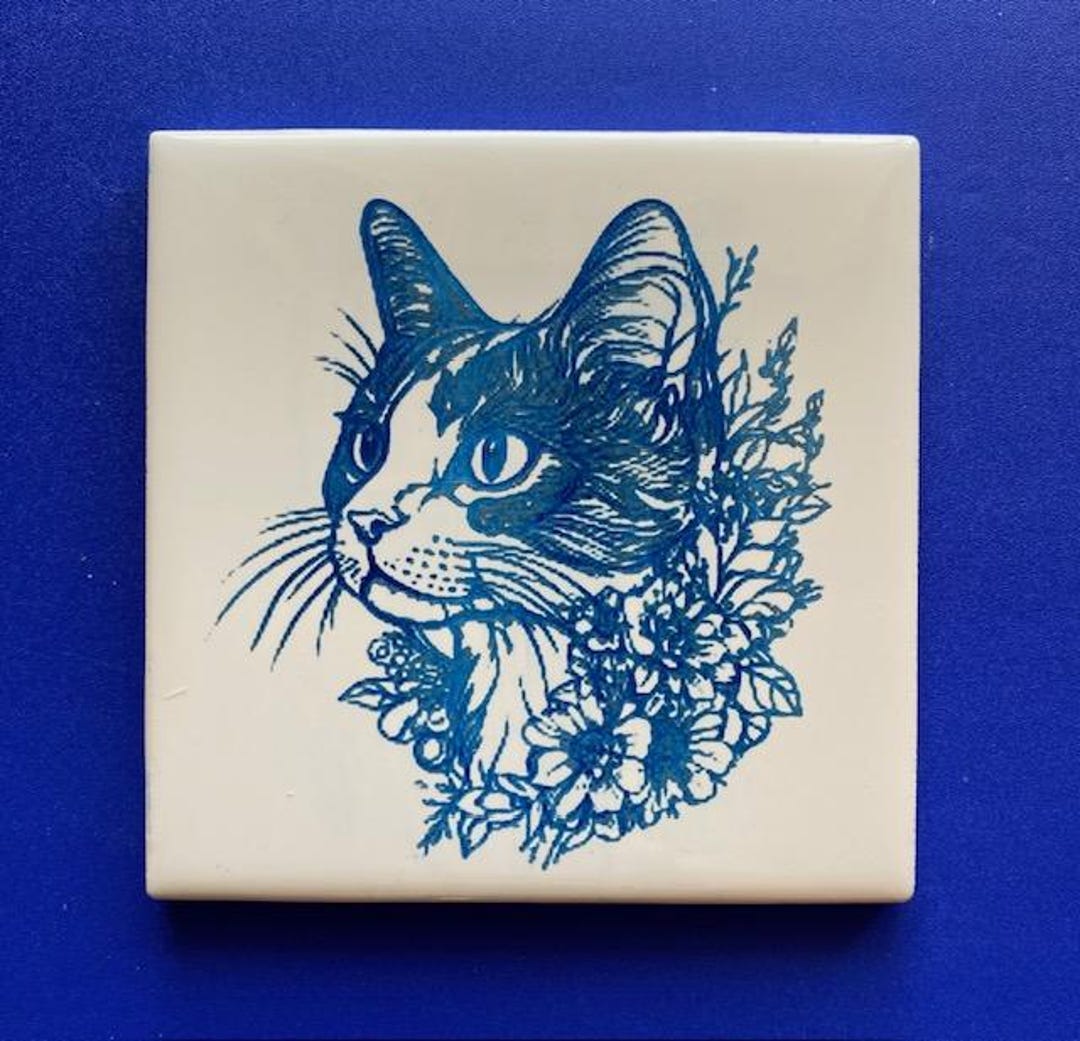 Engraved Cat Tile Delft Inspired Cat Lover Pet Lover Birthday Mothers ...