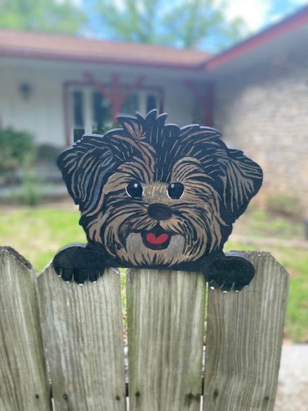 Dog Fence Peeker Fence Yard Art Dog Lover Gift Pet Owner Gift Fence ...