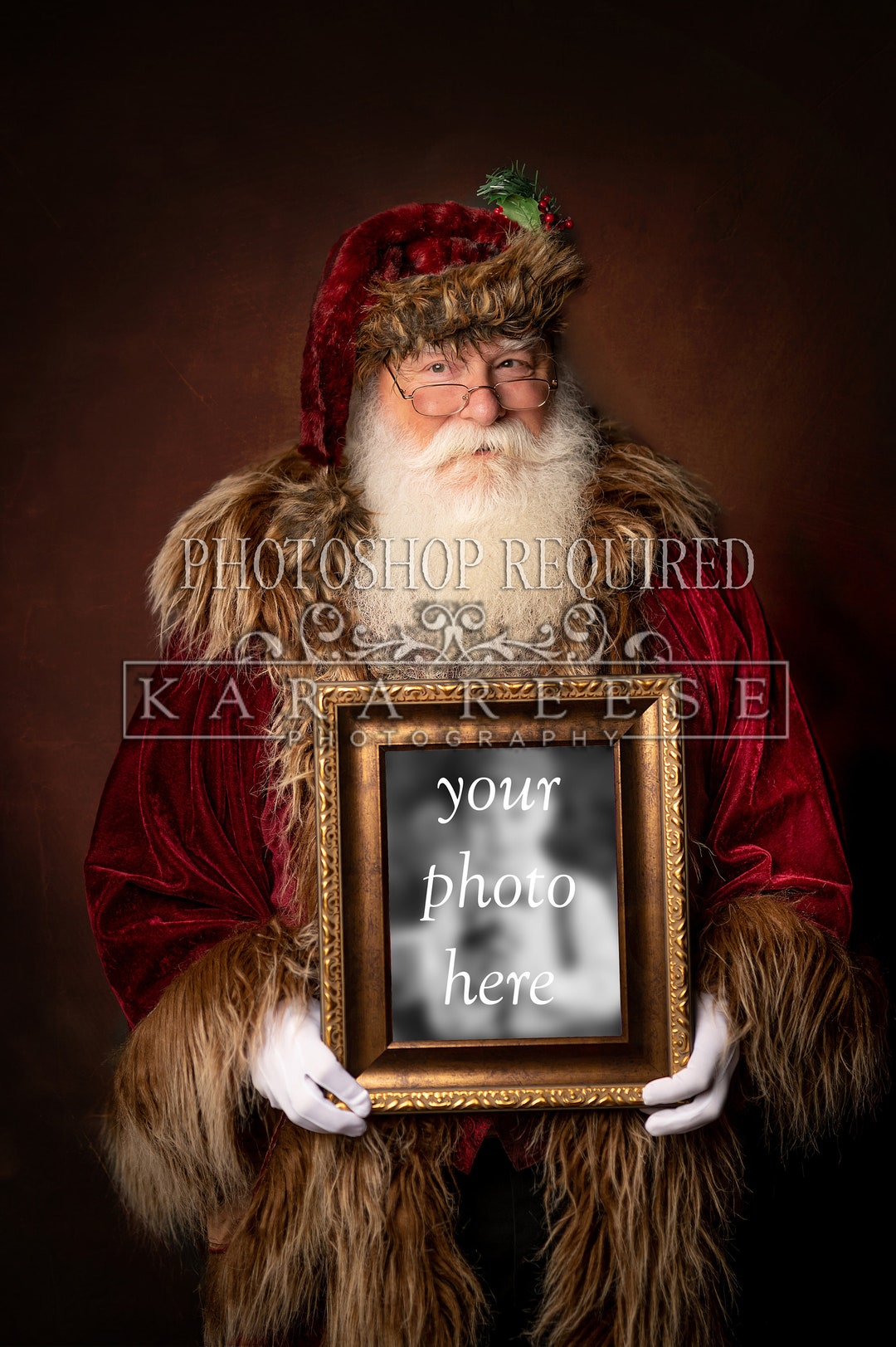 Digital Background Template Virtual Santa Claus Vintage Father ...