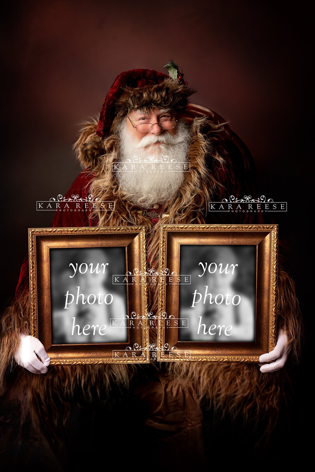 Digital Background Template Virtual Santa Claus Vintage Father ...