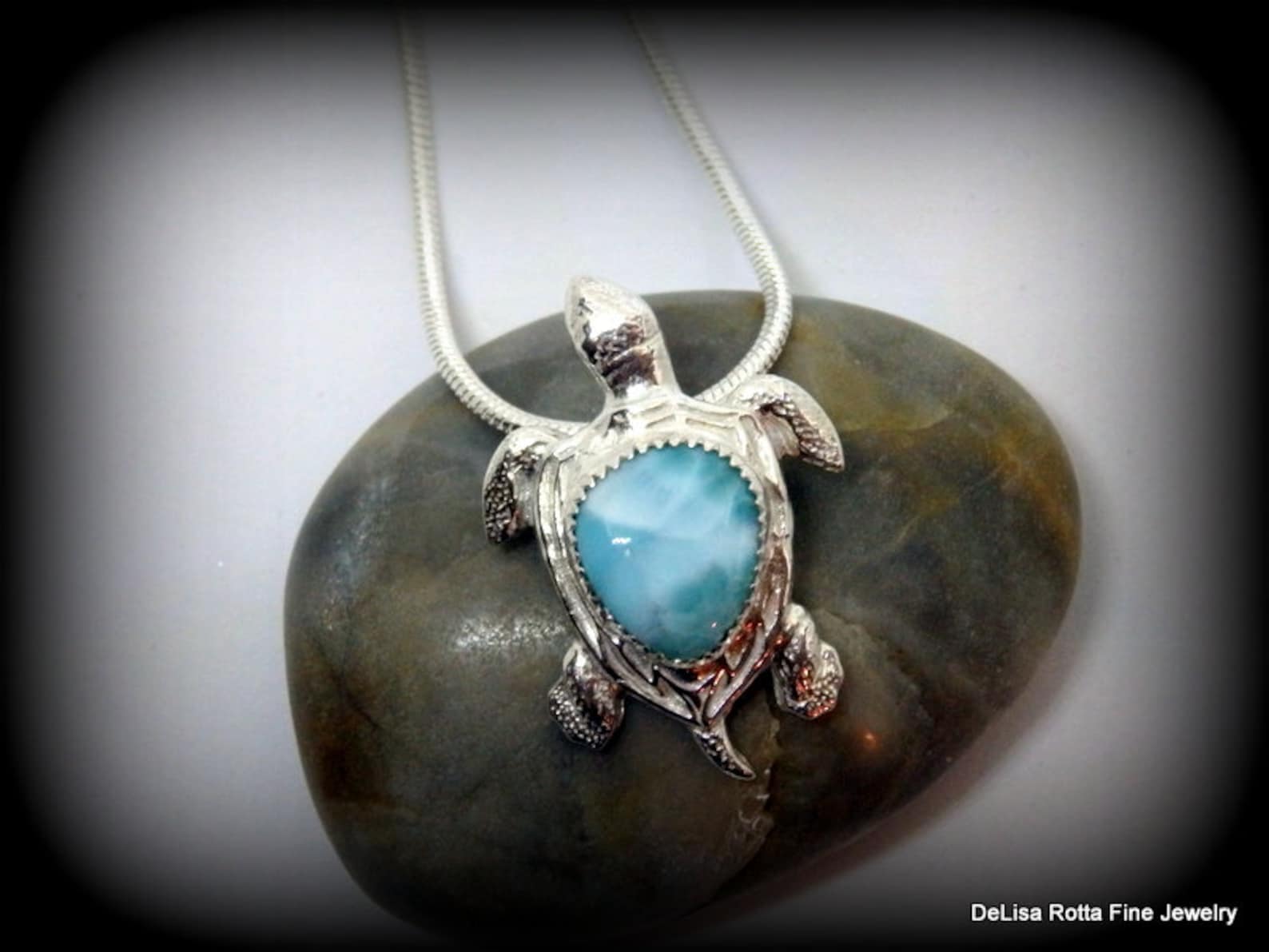 Recycled Fine Silver, Sea Turtle, Pendant, Necklace, Genuine Blue ...