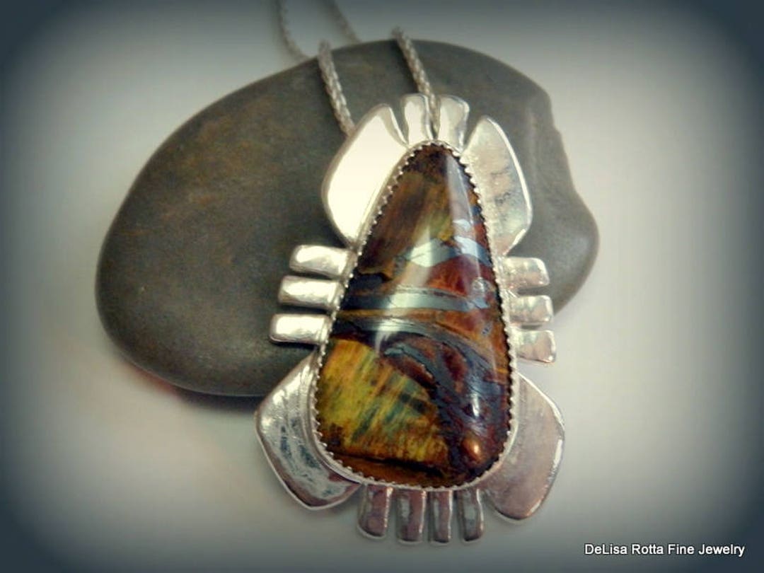 Recycled Silver, Rare Stone, Marra Mamba, Tiger Eye, OOAK, Pendant ...