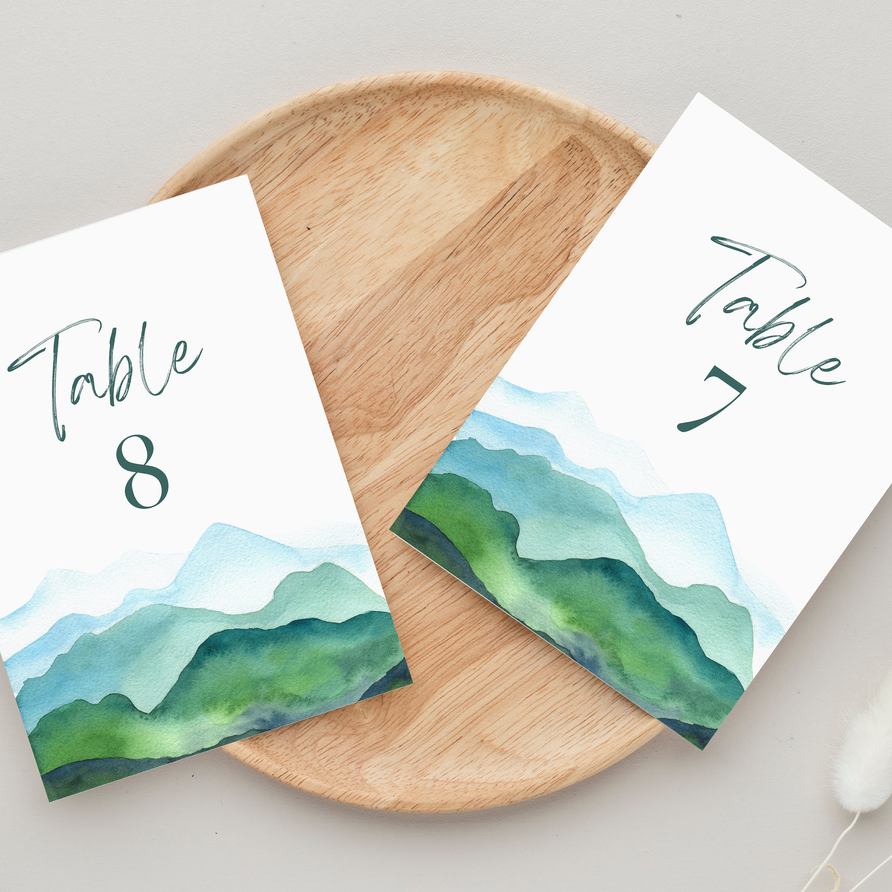 EDITABLE Watercolor Mountain Table Number, Wedding Table Number, DIY ...