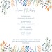 DOWNLOADABLE Wildflower Menu Card, Wedding Menu Card, Colorful Flower ...