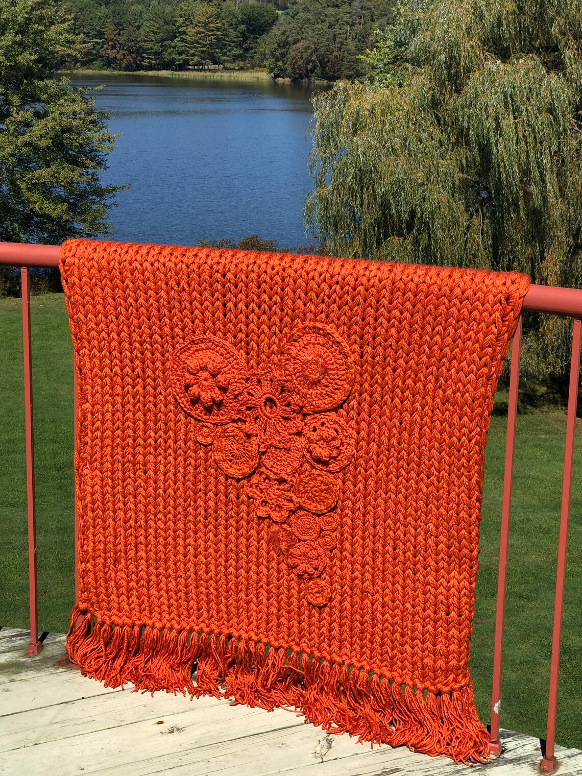 Handknitted Throw, Orange Blanket, Pumpkin Sofa Afghan, Chunky Throw ...