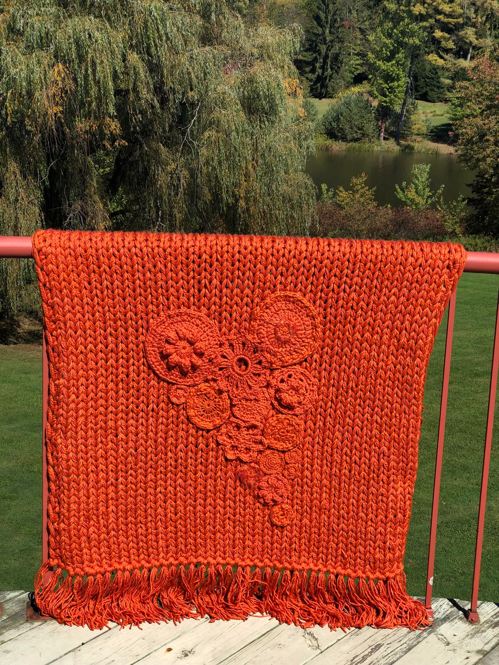 Handknitted Throw, Orange Blanket, Pumpkin Sofa Afghan, Chunky Throw ...