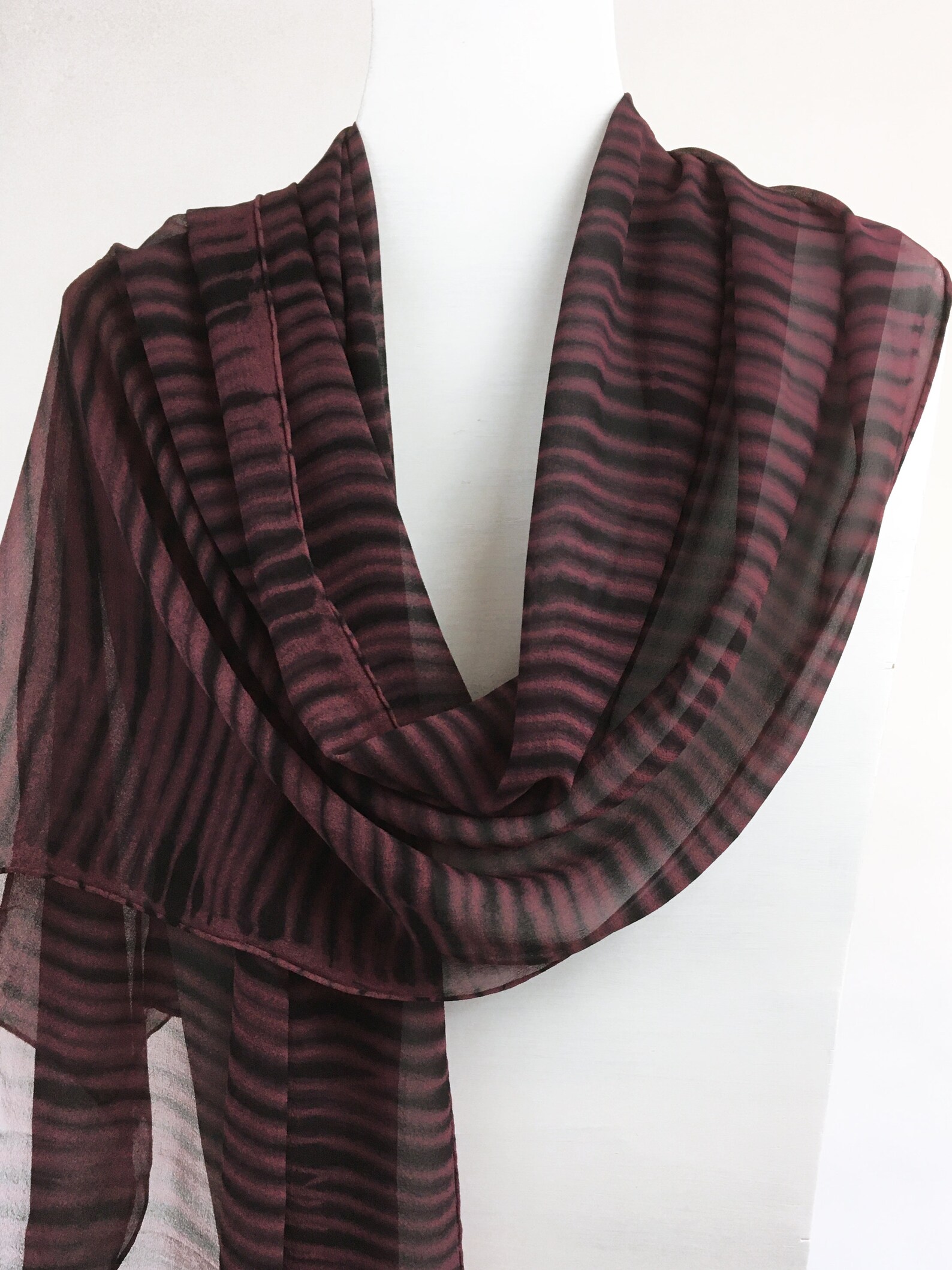 Wine Silk Scarf - Shibori Silk Chiffon Shawl/wrap - Elegant Silk Scarf ...