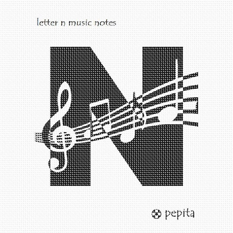 Needlepoint Kit or Canvas: Letter N Music Notes - Etsy