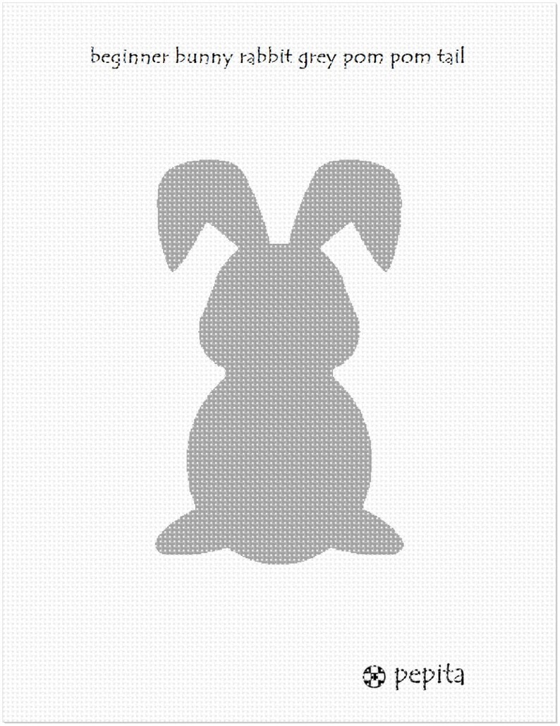 Needlepoint Kit or Canvas: Beginner Bunny Rabbit Grey Pom Pom - Etsy
