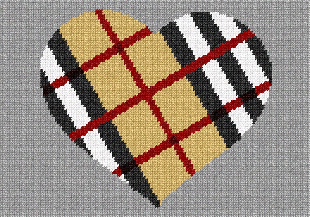 Needlepoint Kit or Canvas: Heart Camel Tartan - Etsy
