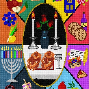 Needlepoint Kit or Canvas: Shabbat Yom Tov Collage - Etsy