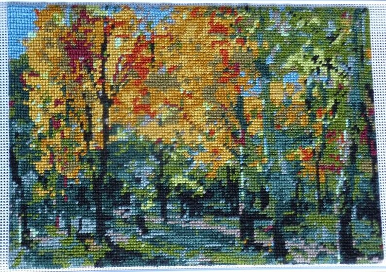 Needlepoint Kit or Canvas: Autumn Trees - Etsy