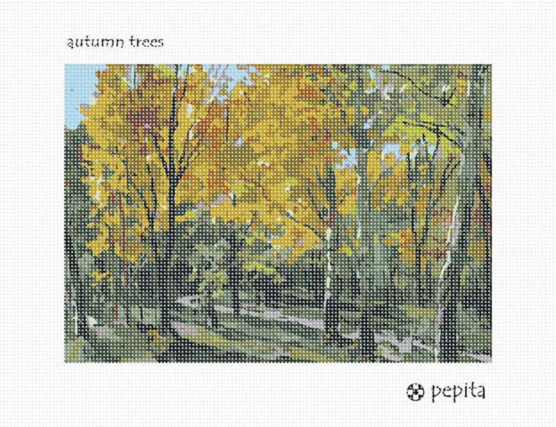 Needlepoint Kit or Canvas: Autumn Trees - Etsy