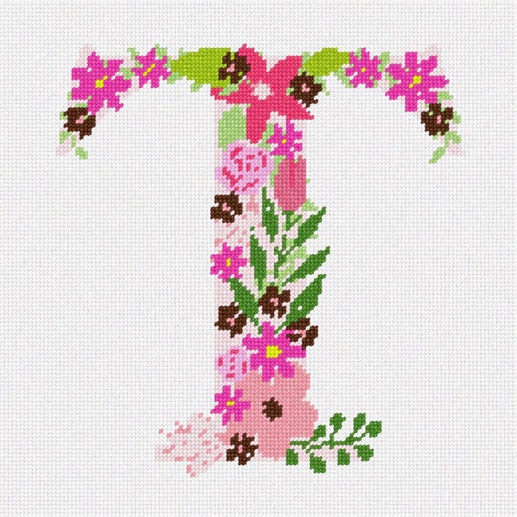 Needlepoint Kit or Canvas: the Letter T Flowering - Etsy