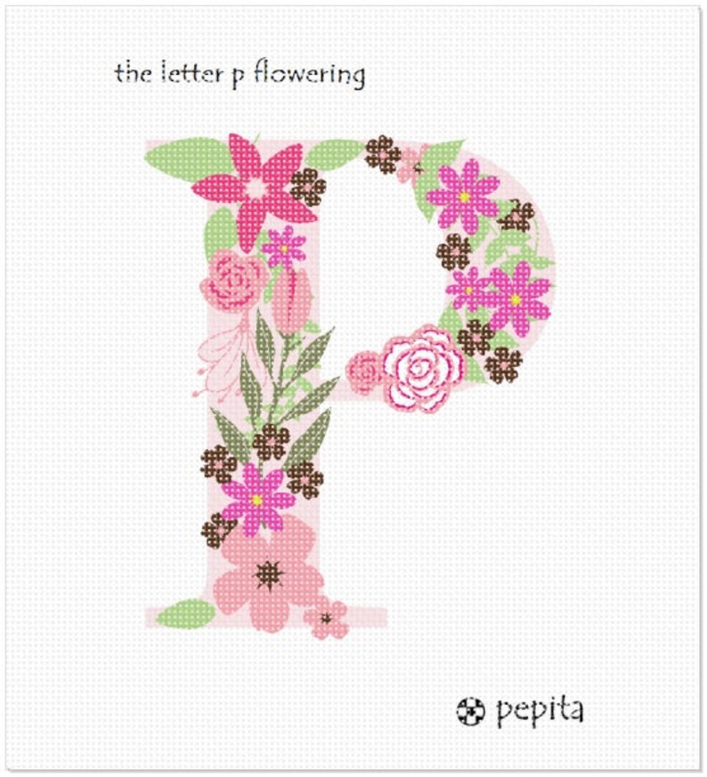 Needlepoint Kit or Canvas: the Letter P Flowering - Etsy