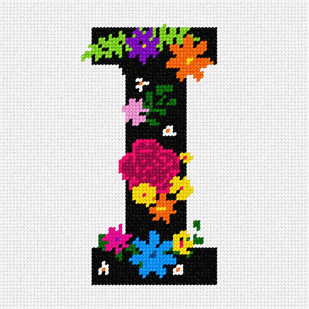 Needlepoint Kit or Canvas: Letter I Primary Floral - Etsy