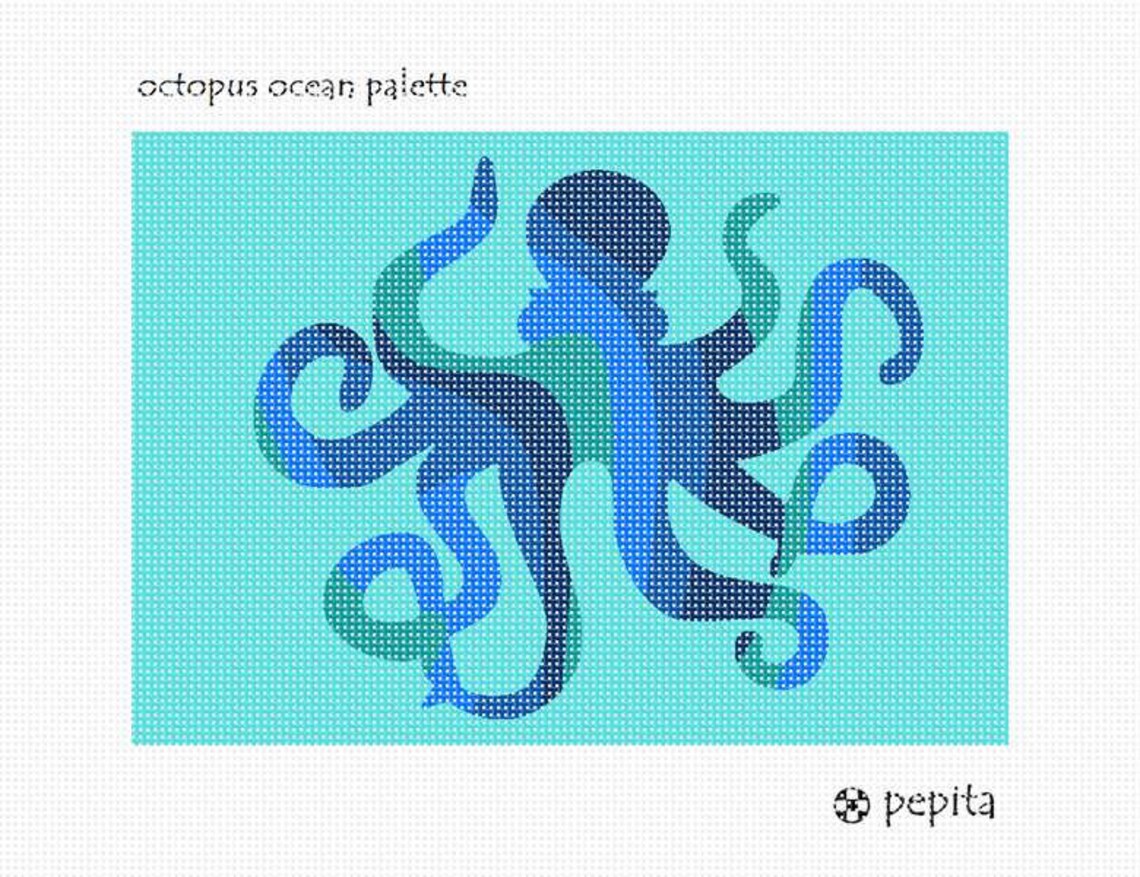 Needlepoint Kit or Canvas: Octopus Ocean Palette - Etsy