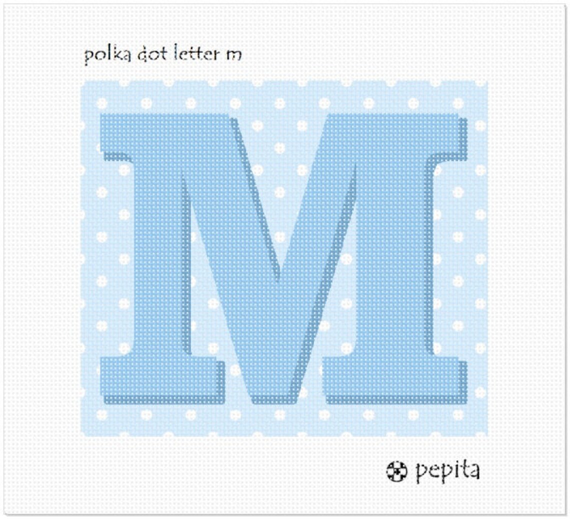 Needlepoint Kit or Canvas: Polka Dot Letter M - Etsy