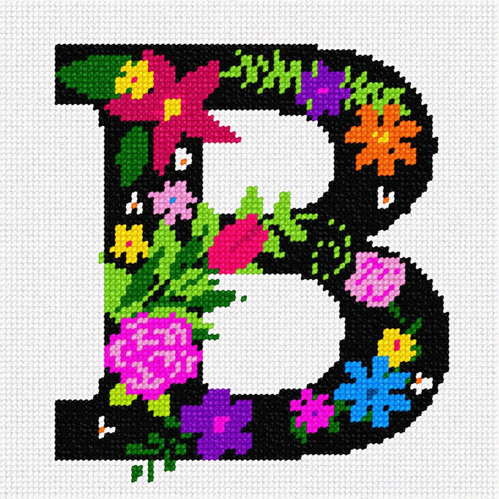 Needlepoint Kit or Canvas: Letter B Primary Floral - Etsy