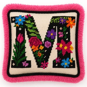 Needlepoint Kit or Canvas: Letter M Primary Floral - Etsy