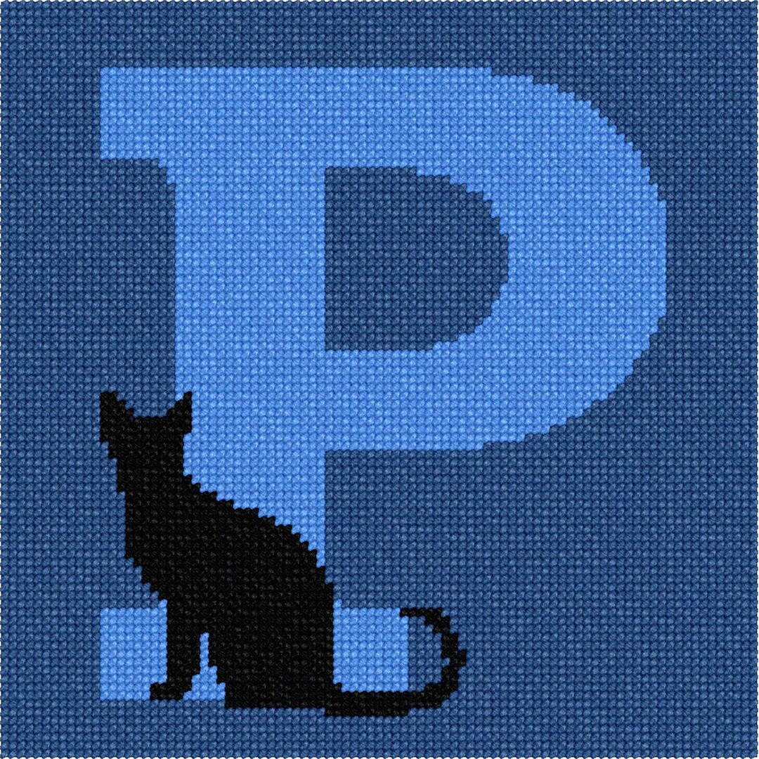 Needlepoint Kit or Canvas: Letter P Black Cat - Etsy