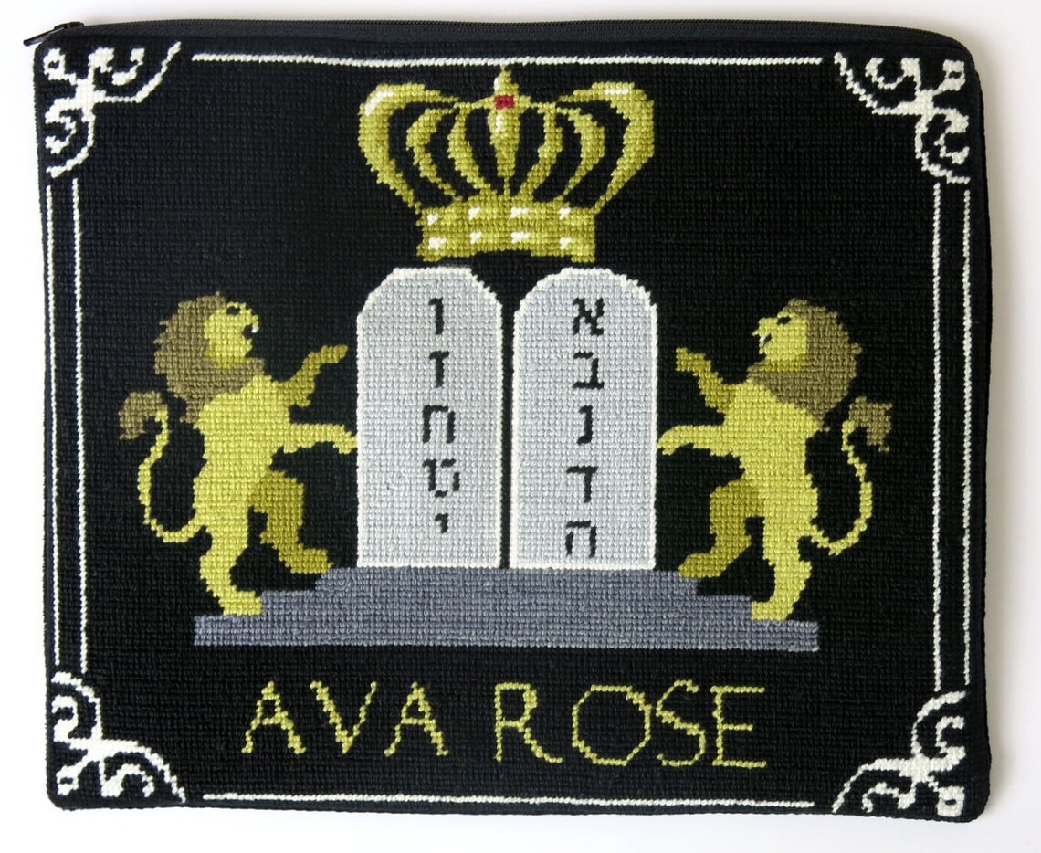 Needlepoint Kit or Canvas: Tallit Lions Tablets Crown | Etsy