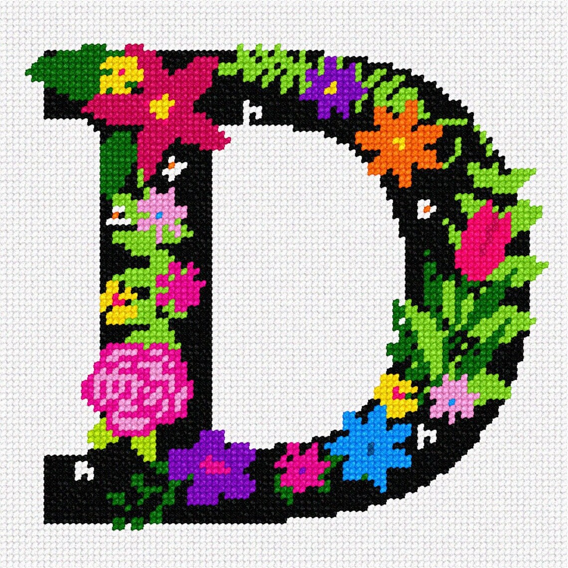 Needlepoint Kit or Canvas: Letter D Primary Floral - Etsy