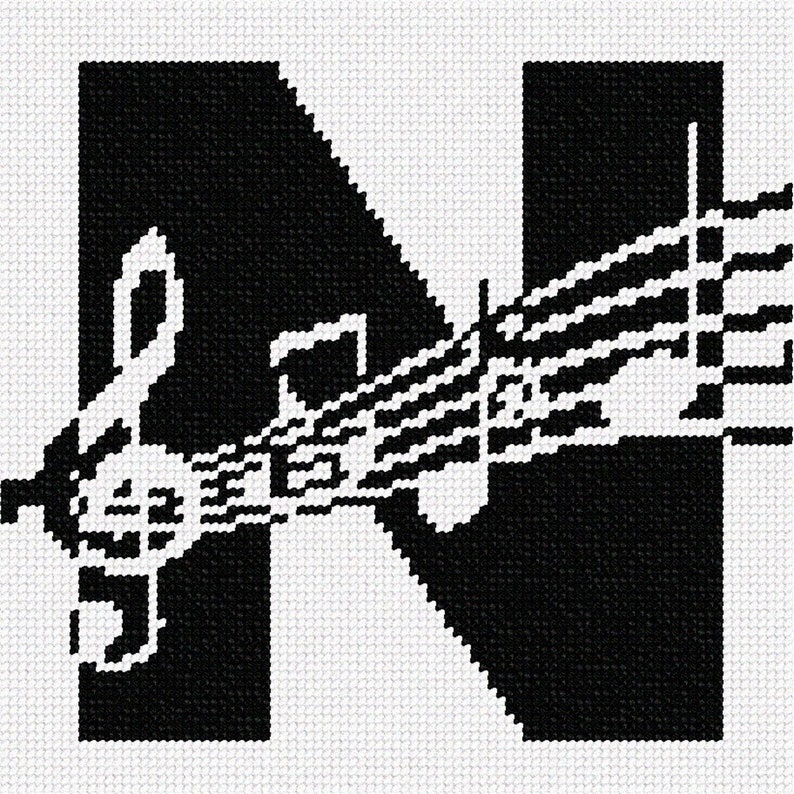Needlepoint Kit or Canvas: Letter N Music Notes - Etsy