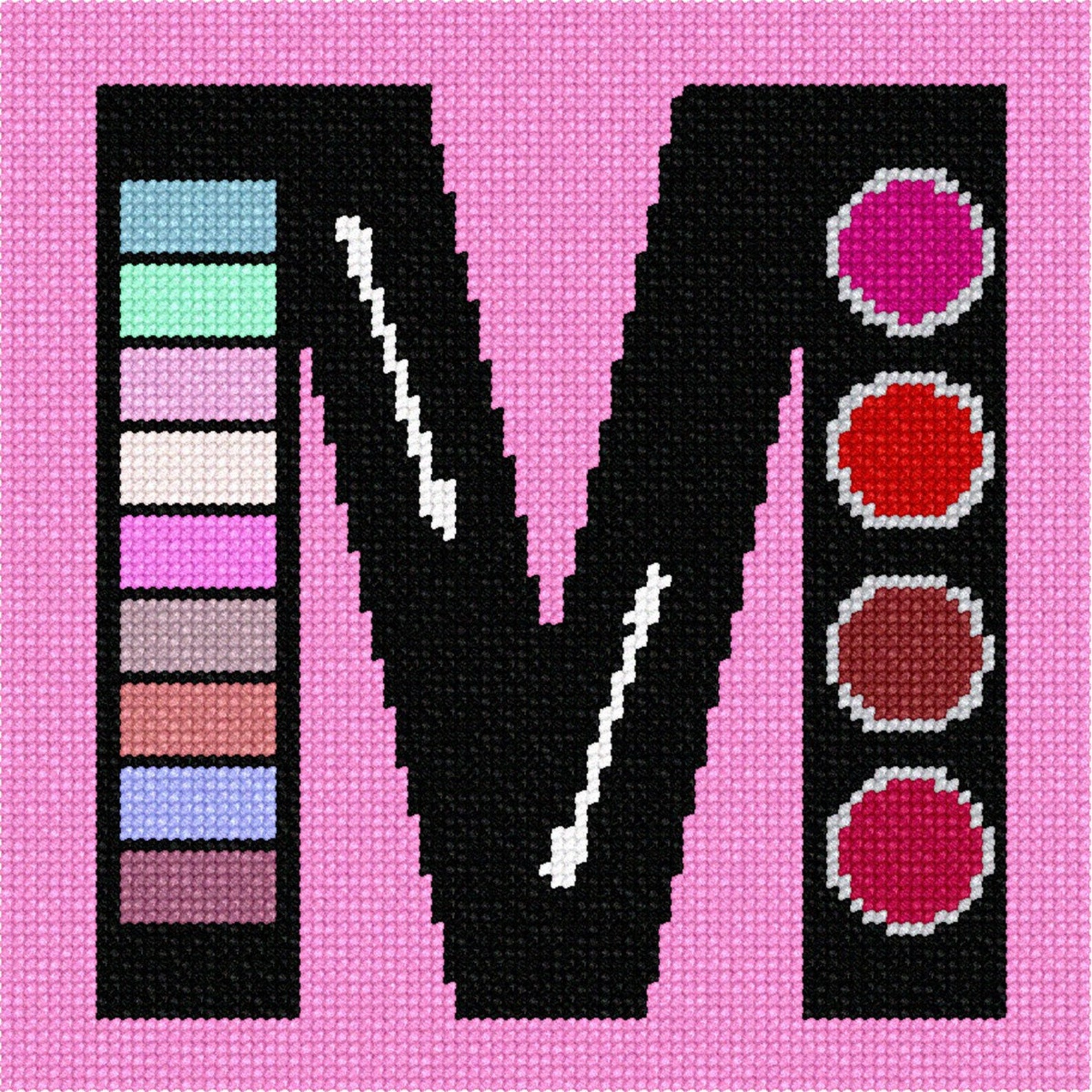 Needlepoint Kit or Canvas: Letter M Makeup Palette - Etsy