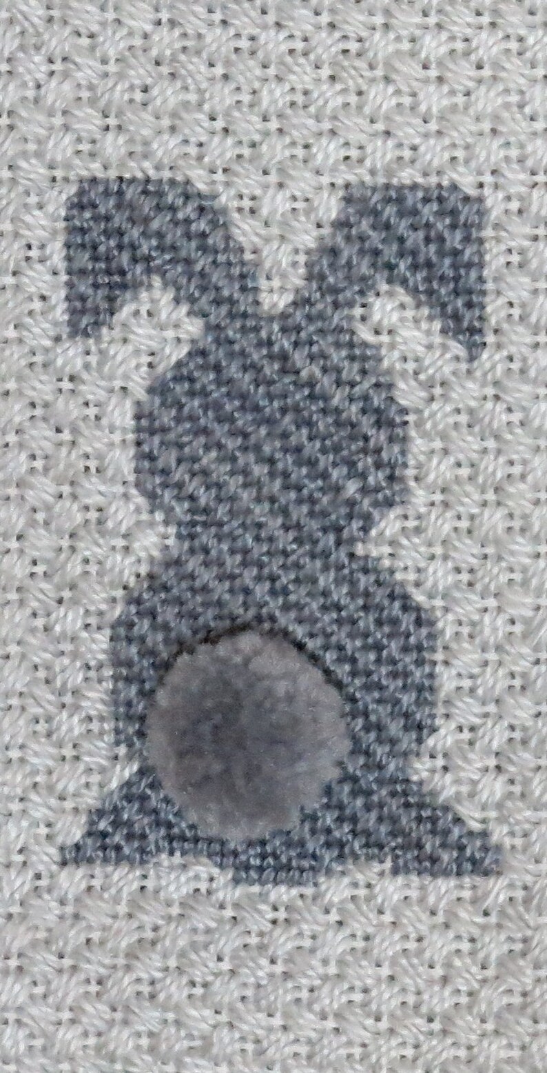 Needlepoint Kit or Canvas: Beginner Bunny Rabbit Grey Pom Pom - Etsy