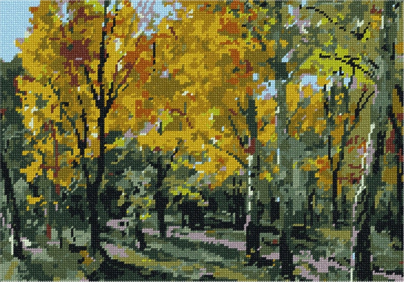 Needlepoint Kit or Canvas: Autumn Trees - Etsy