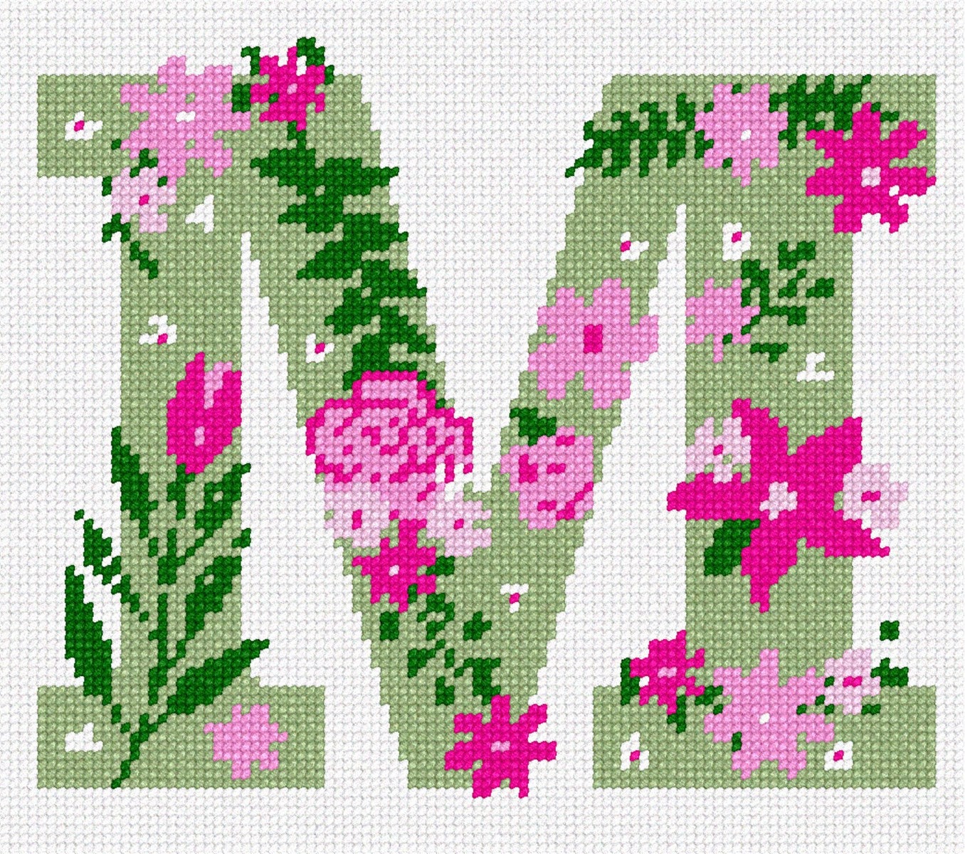 Needlepoint Kit or Canvas: Letter M Sage - Etsy