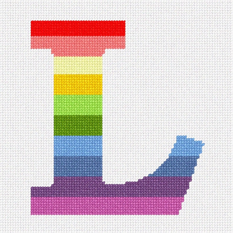 Needlepoint Kit or Canvas: Letter L Pastel Stripes - Etsy