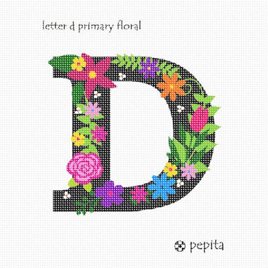 Needlepoint Kit or Canvas: Letter D Primary Floral - Etsy