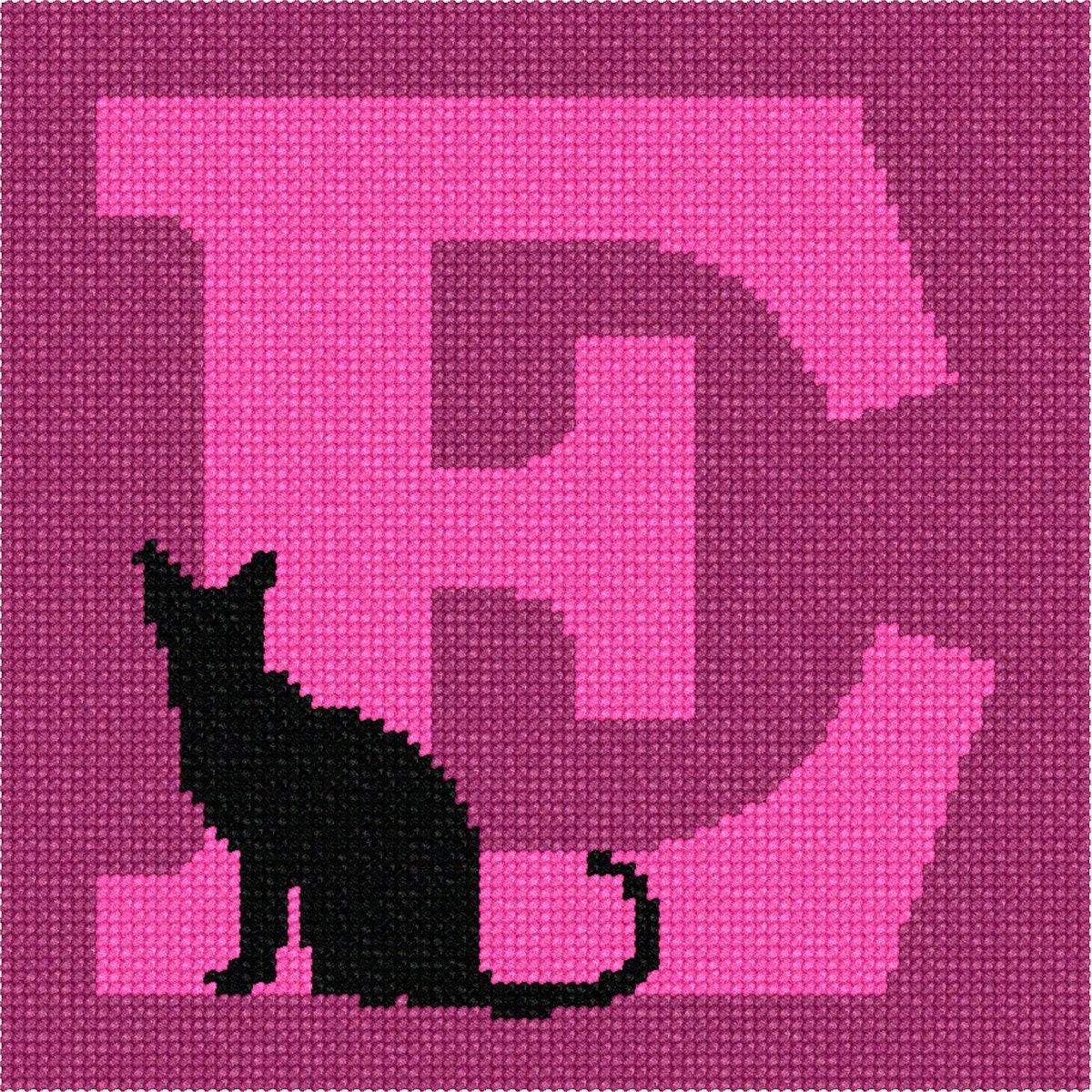 Needlepoint Kit or Canvas: Letter E Black Cat - Etsy