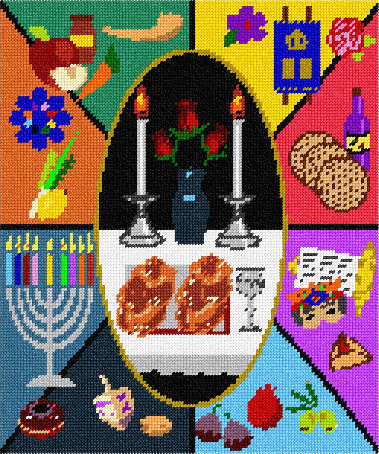 Needlepoint Kit or Canvas: Shabbat Yom Tov Collage - Etsy