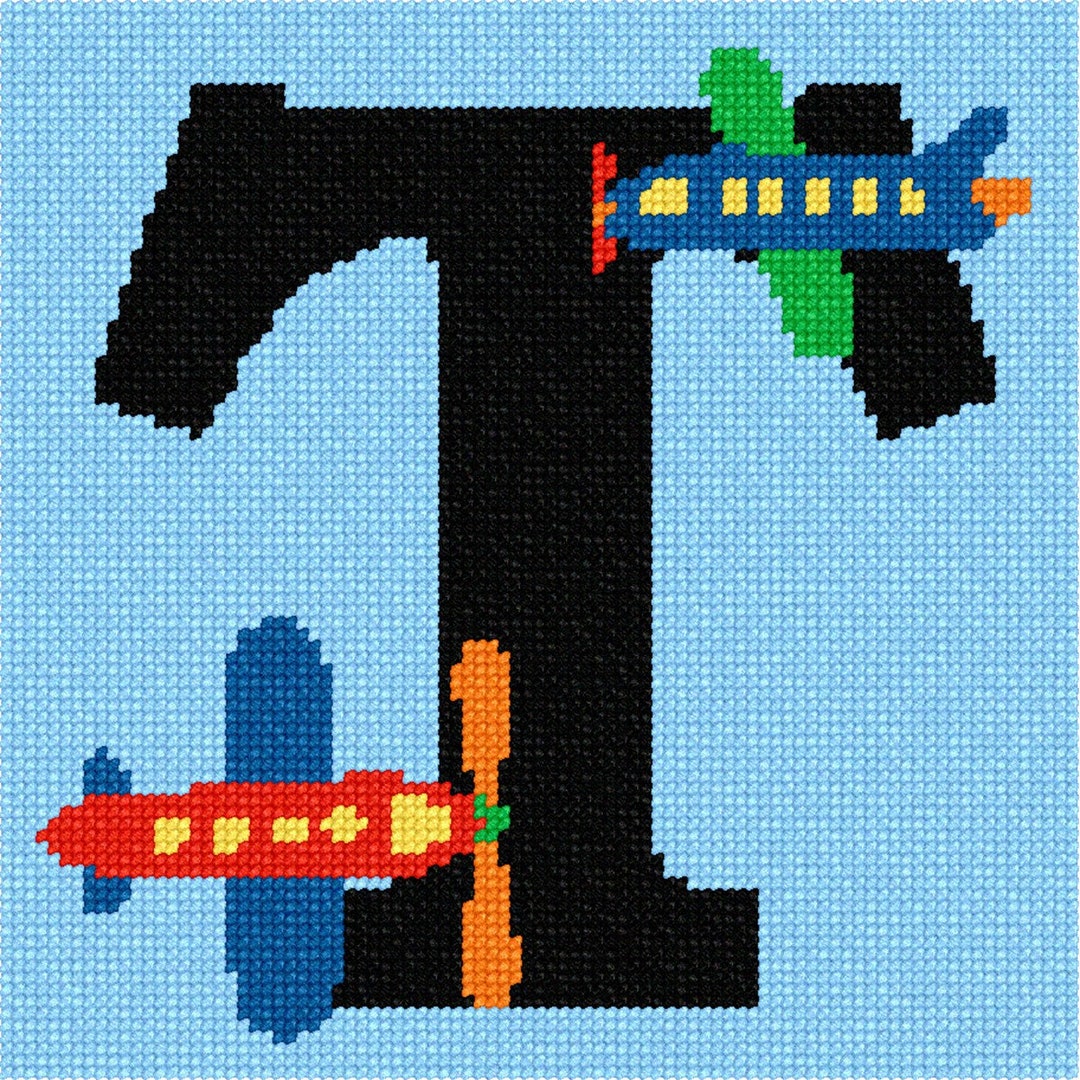 Needlepoint Kit or Canvas: Letter T Airplane - Etsy