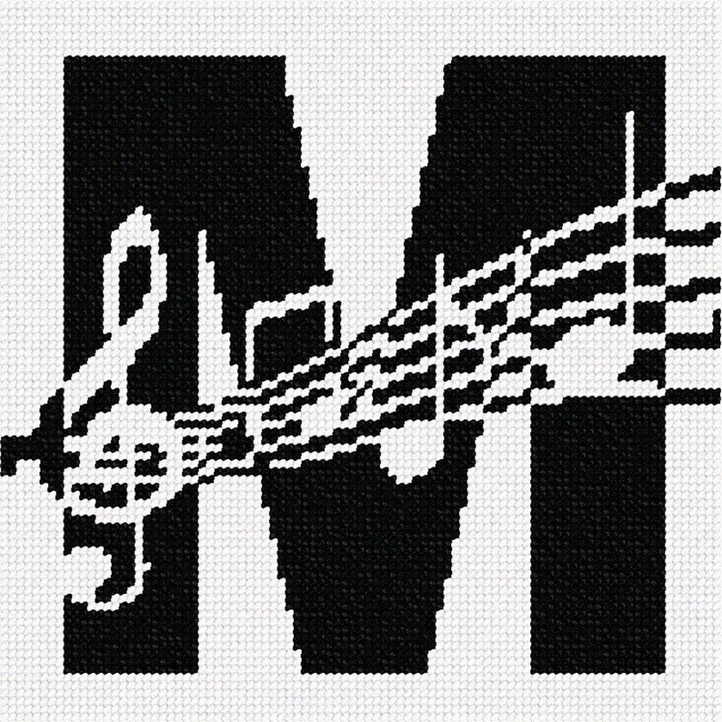 Needlepoint Kit or Canvas: Letter M Music Notes - Etsy