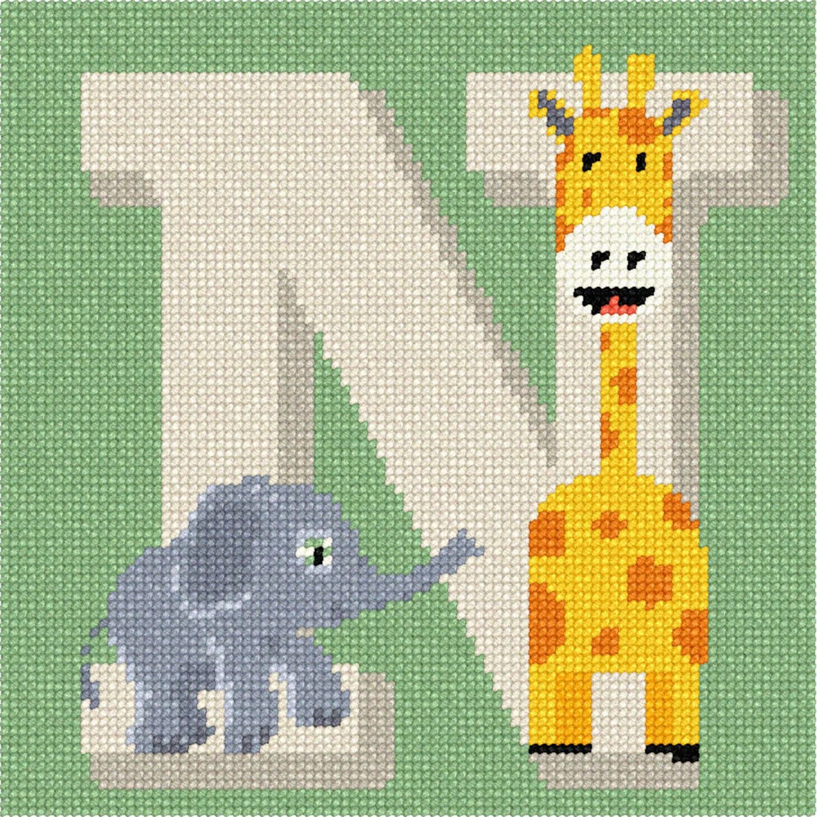 Needlepoint Kit or Canvas: Letter N Baby Animals - Etsy