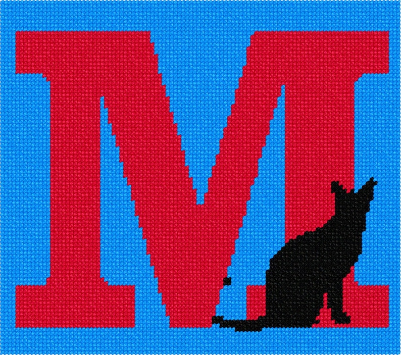 Needlepoint Kit or Canvas: Letter M Black Cat - Etsy