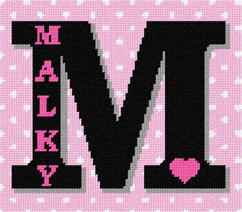 Needlepoint Kit or Canvas: Polka Dot Letter M Malky - Etsy