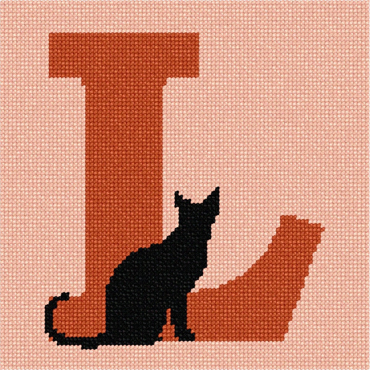 Needlepoint Kit or Canvas: Letter L Black Cat - Etsy