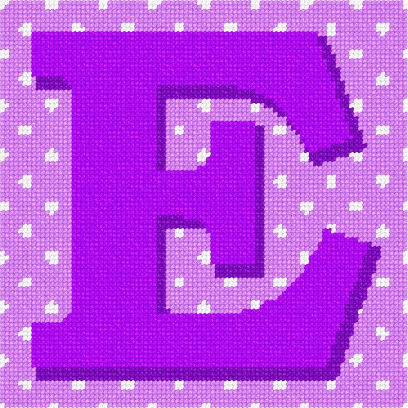 Needlepoint Kit or Canvas: Polka Dot Letter E Purple - Etsy