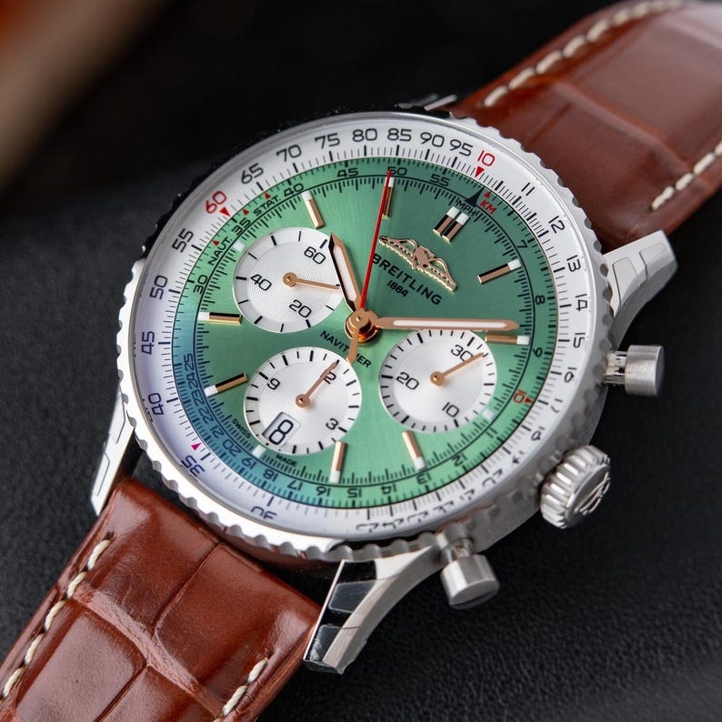 Breitling Navitimer 1 B01 Chronograph STICKERS Steel Green Dial - Etsy