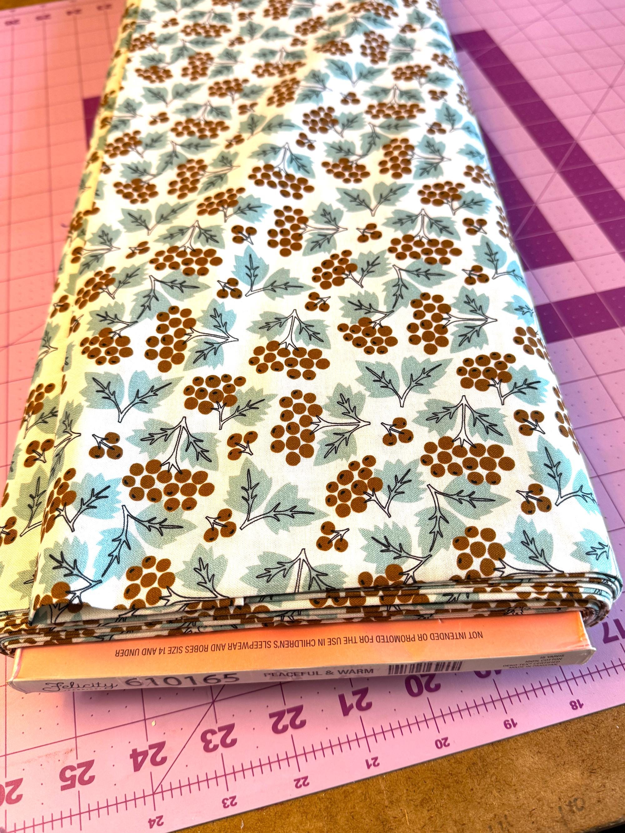 Berries and Leaves Cotton Fabric by Felicity Fabrics - Etsy