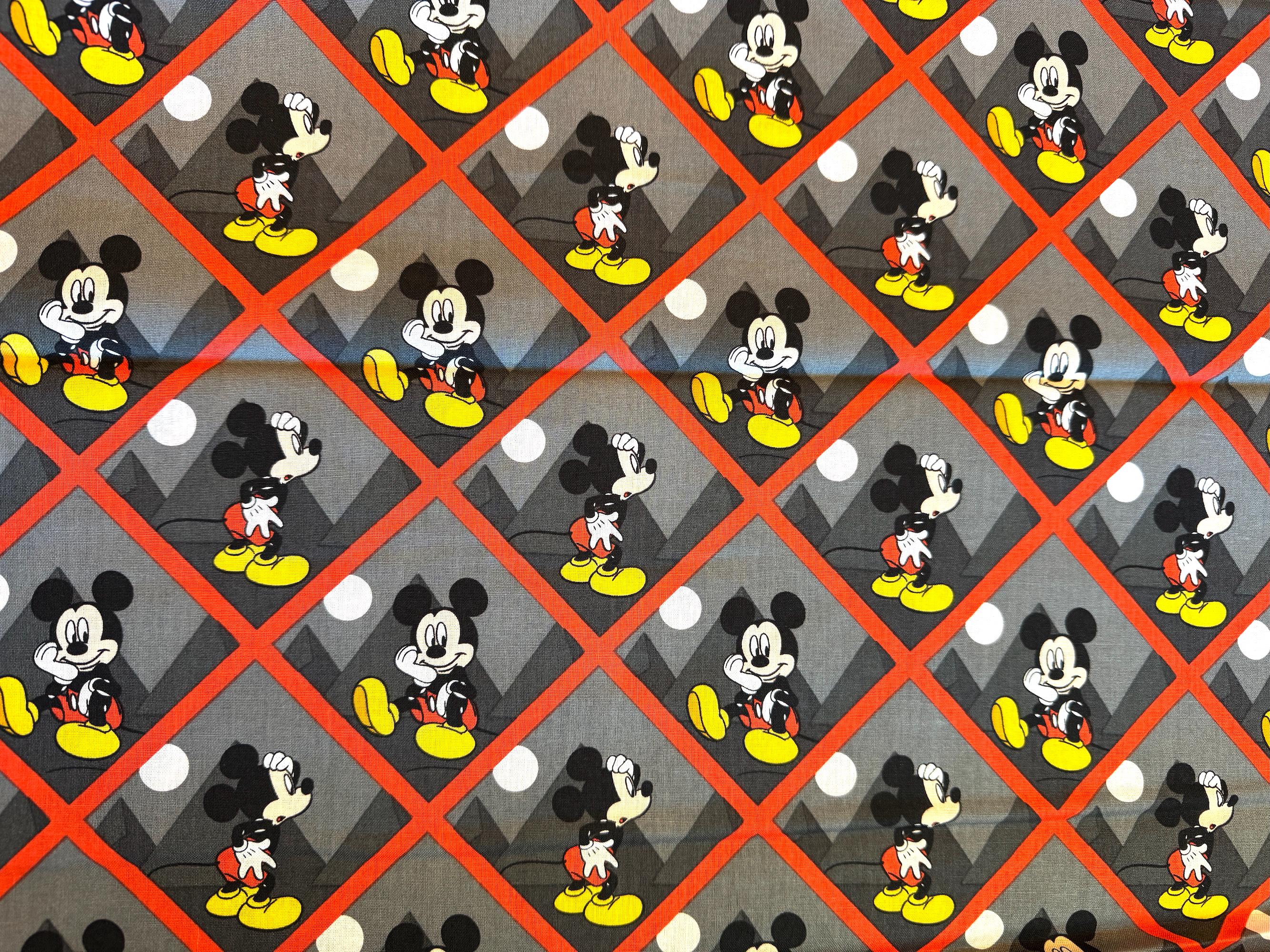 Mickey Mouse Fabric: "mouse Tiles" Print, 100% Cotton by the Yard - Etsy