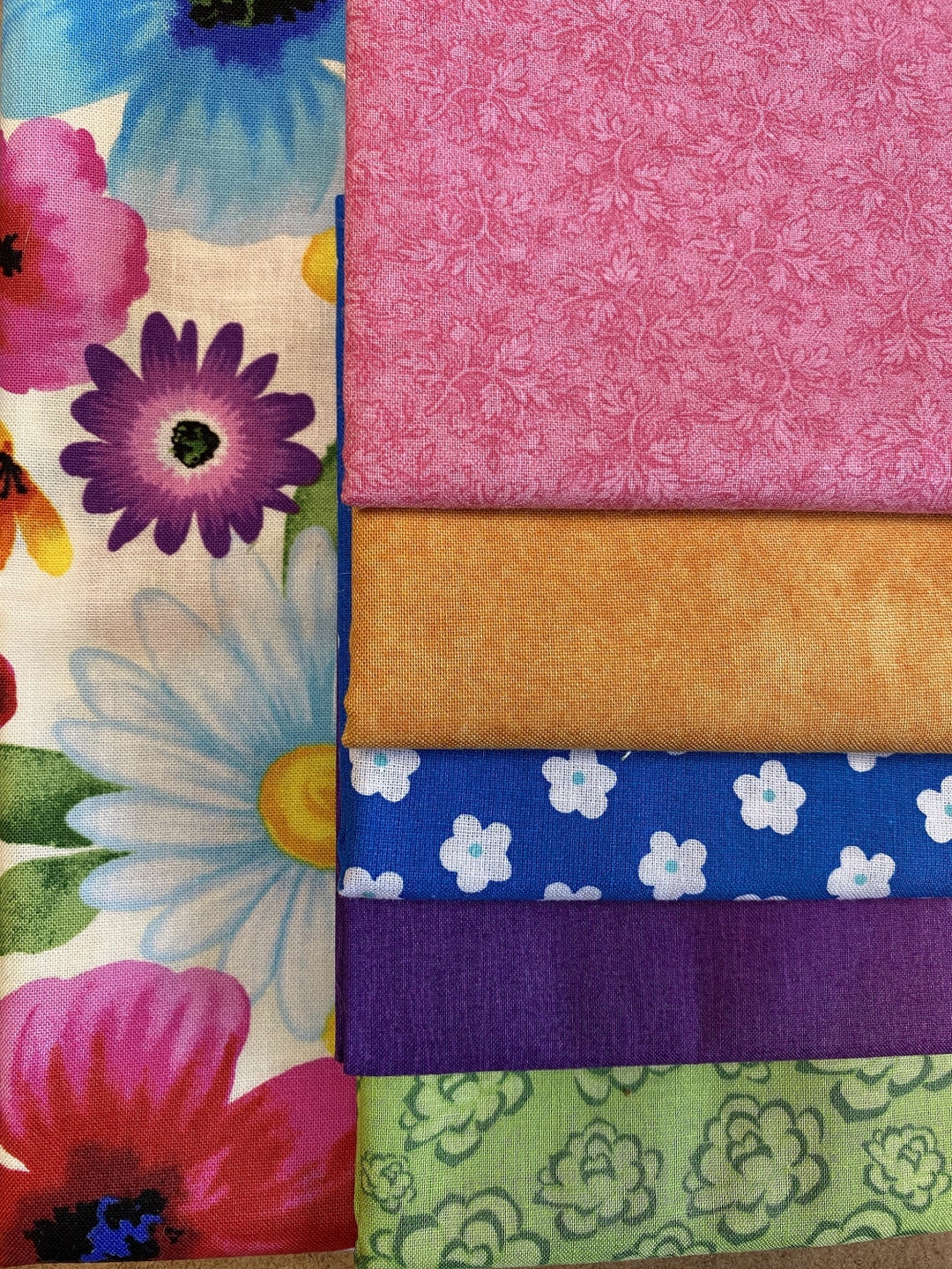 Rainbow Flowers Fat Quarter Bundle: Cotton Fabric 2 Sets of 6 - Etsy